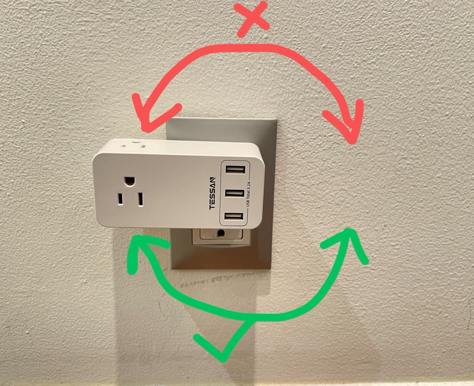 Surge Protector Wall Outlet Extender with Rotating Plug, TESSAN Multi ...