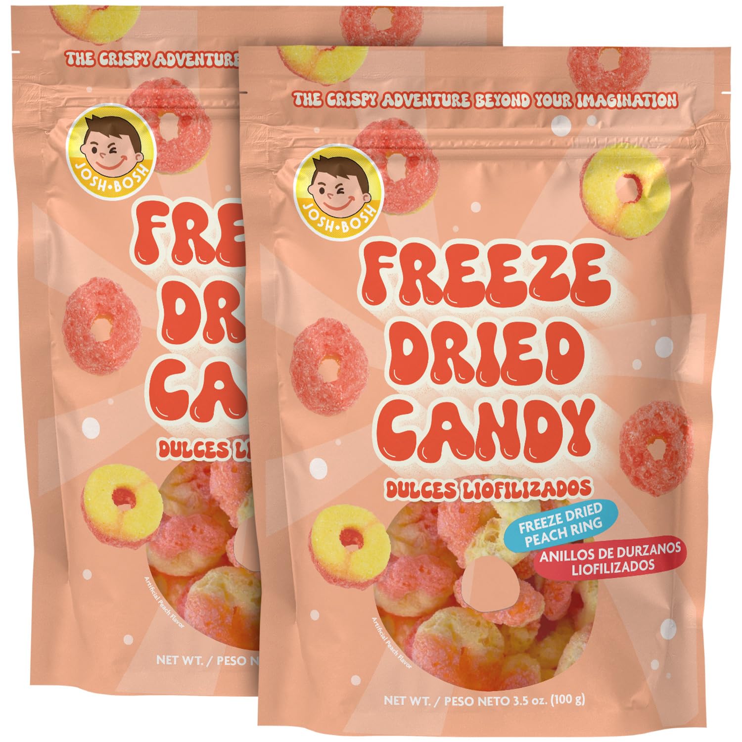 Amazon.com : Josh Bosh Freeze-Dried Candy, Peach Ring, Crunchy & Airy ...