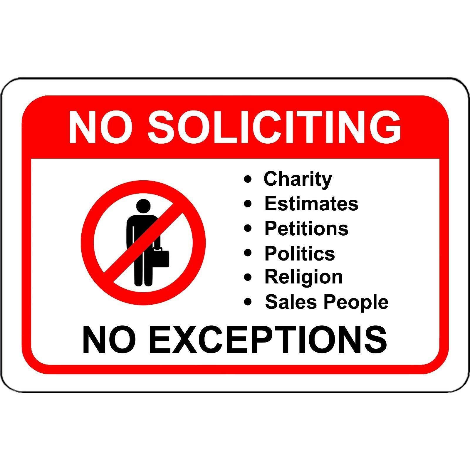 Amazon.com: Traffic & Warehouse Signs - No Soliciting No Exceptions ...