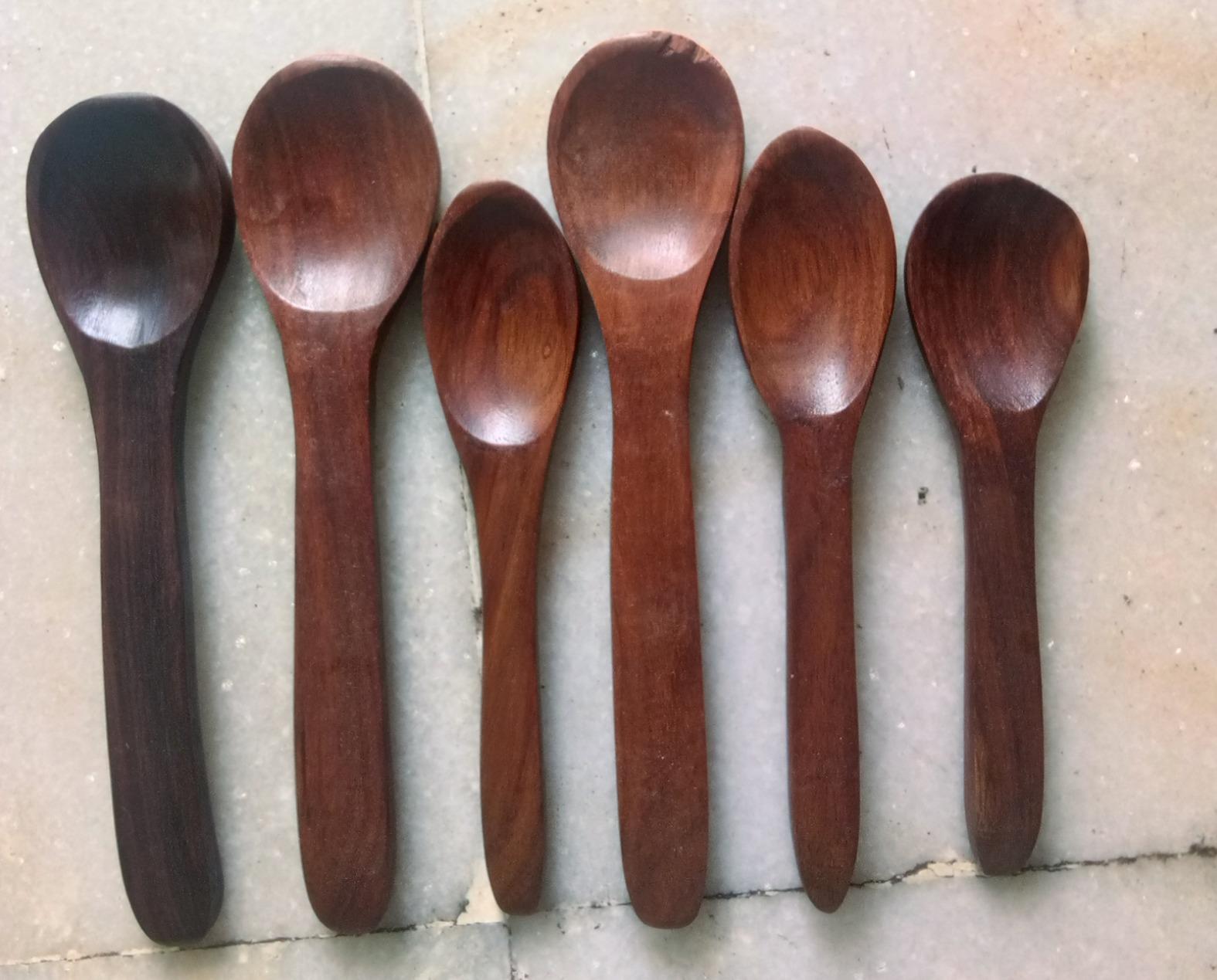 Buy Raja handicraft Sisam Wooden Masala Spoon - Set Of 6 (Table Spoon ...