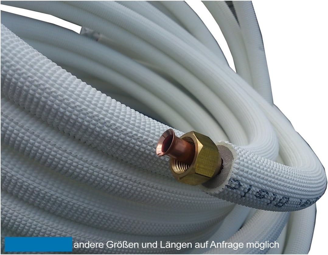 10m Kupferleitung 1/4 + 3/8 Zoll doppel Kältemittelleitung gebördelt ...