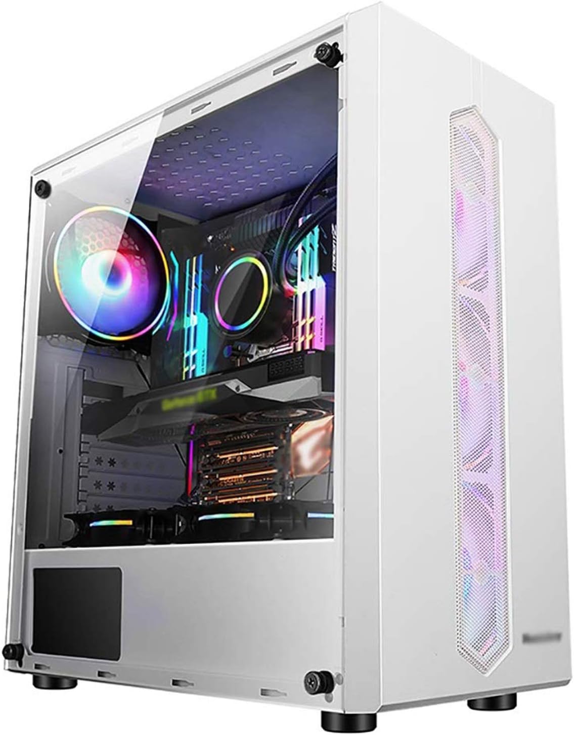 Amazon.com: ZXFF Computer Case, White Mid-Tower ATX/M-ATX/Mini-ITX PC ...