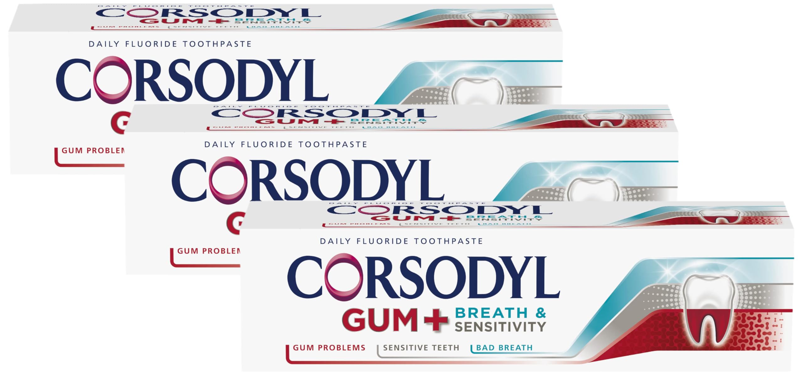 Corsodyl Gum+ Breath & Sensitivity Toothpaste 75ml (Pack of 3) : Amazon ...