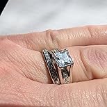 Amazon.com: MABELLA 925 Sterling Silver Cubic Zirconia Princess Cut Women's Wedding Engagement ...