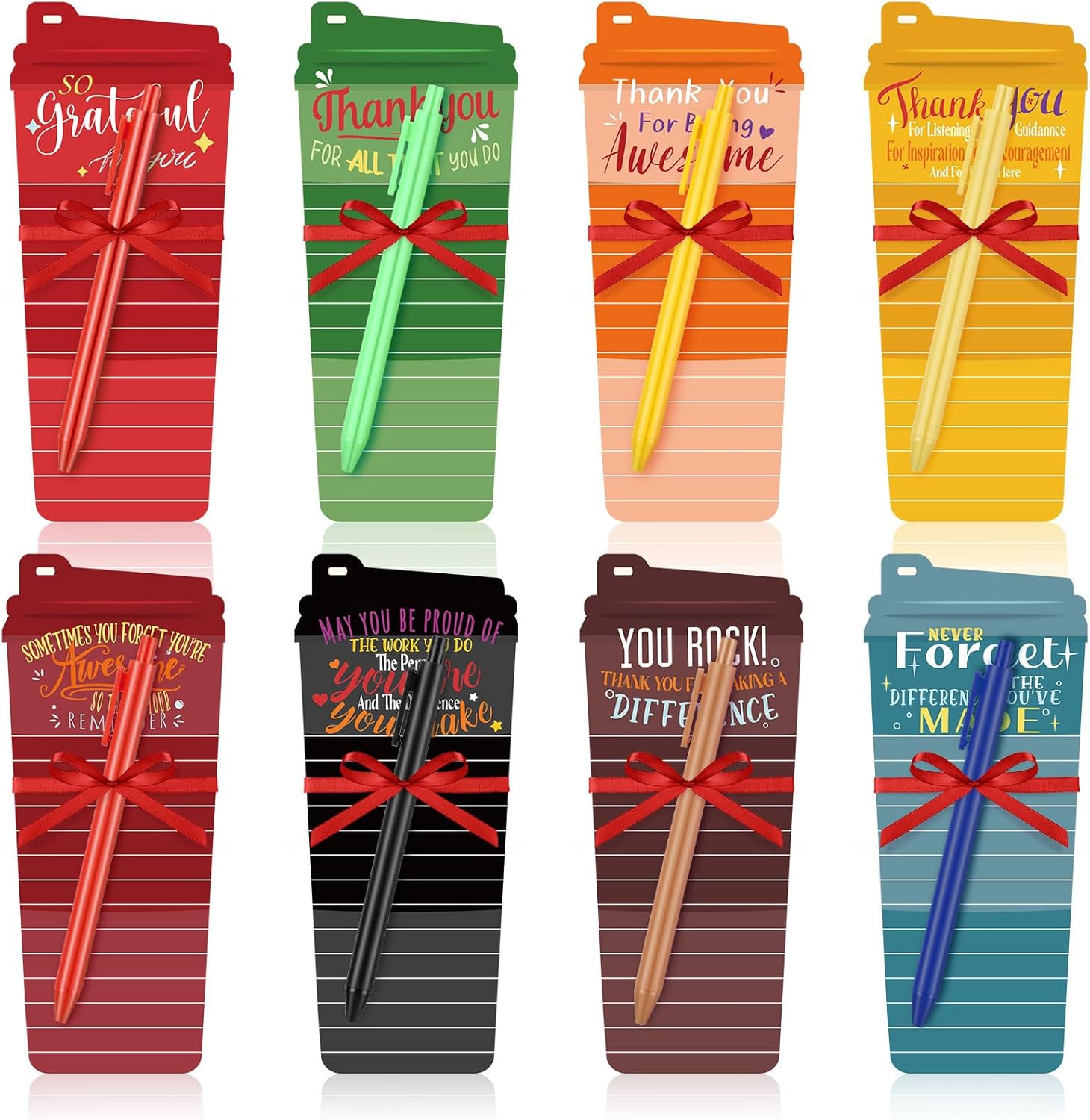 Amazon.com : Kisston 16 Sets Coffee Cup Notepad with Pen Thank You ...