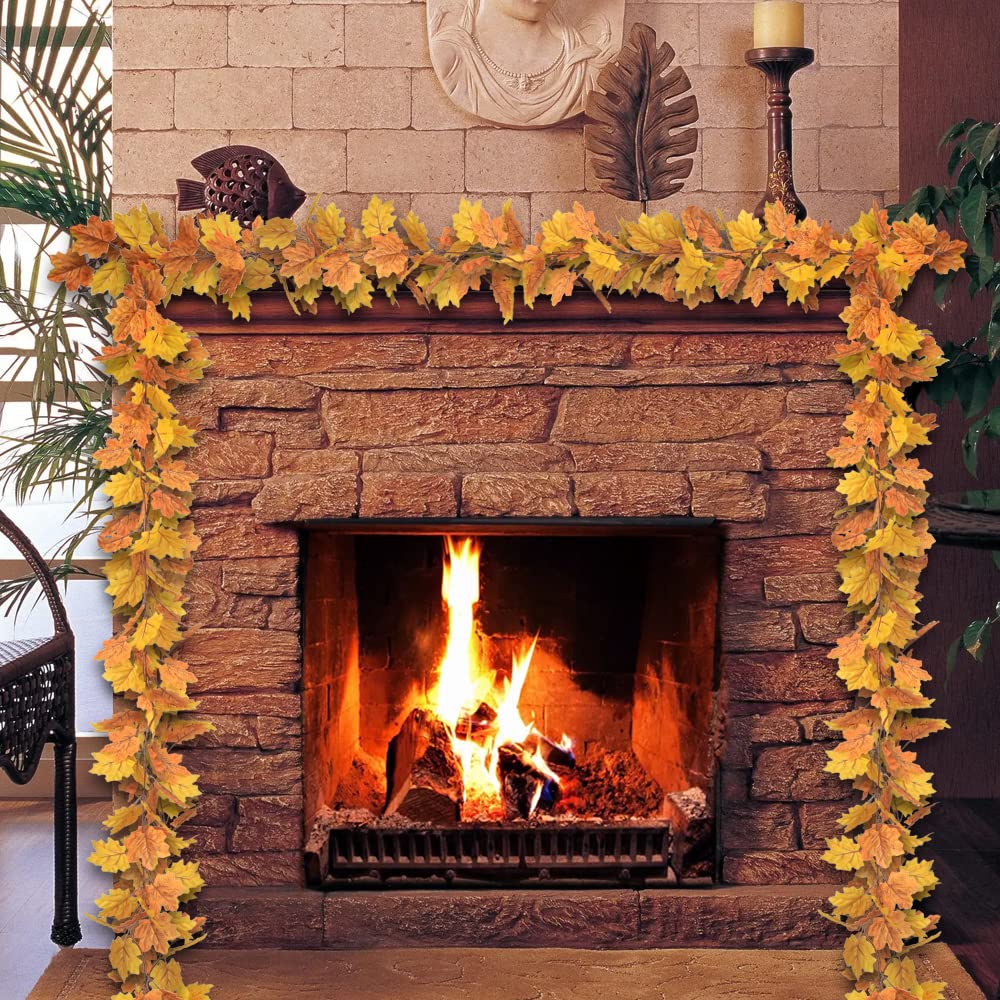 Snapklik.com : Artificial Maple Leaves Garland, 2 Packs 5.8 Ft Fall ...