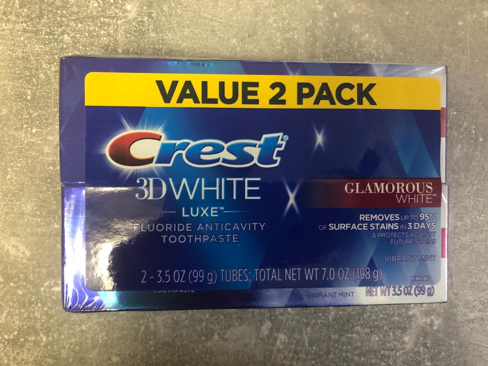 Crest Twin Pack 3D White Luxe Glamorous White Toothpaste, 3.5 Ounce ...