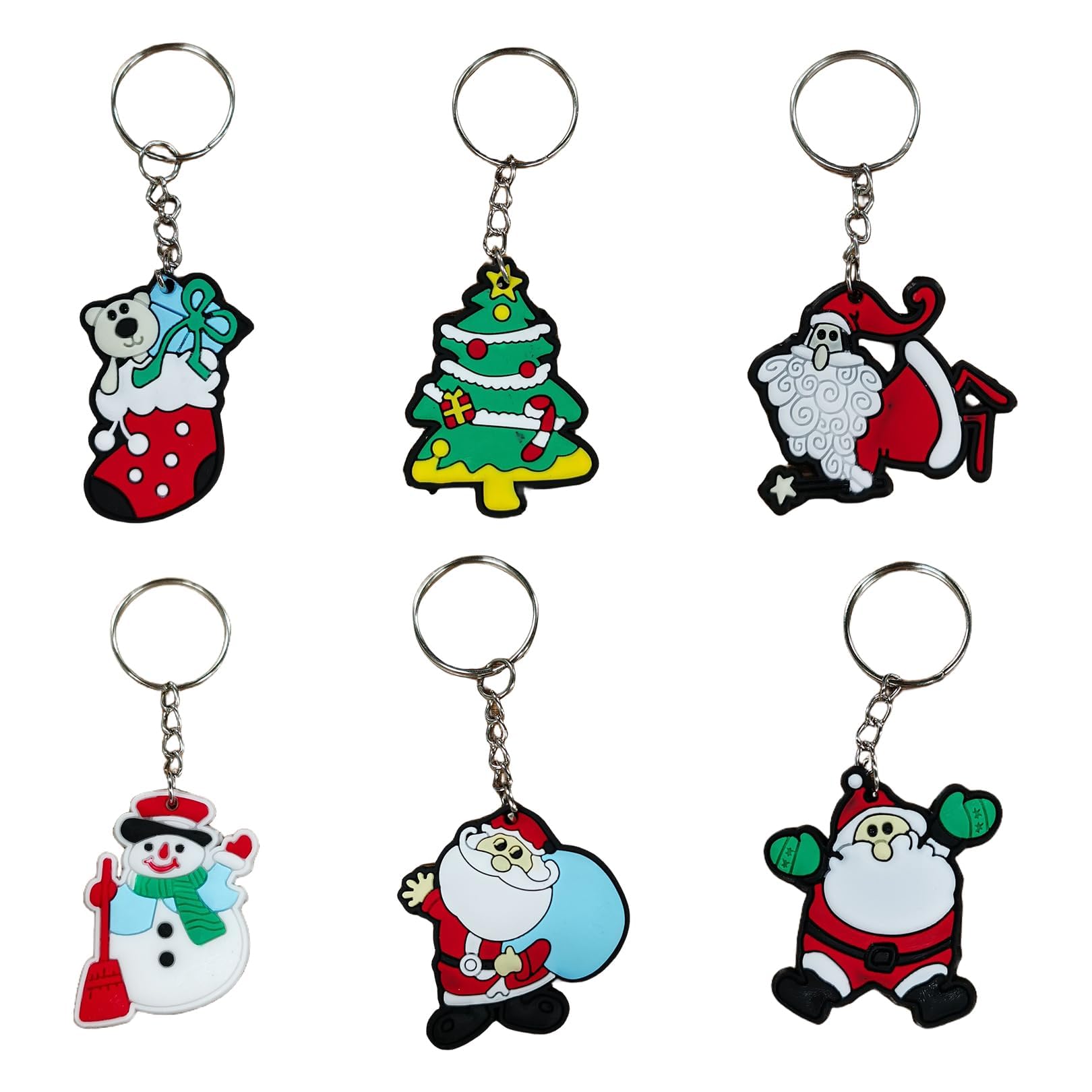 12Pieces Christmas Keyrings Decorations Santa/Snowman Cartoon Keyring ...