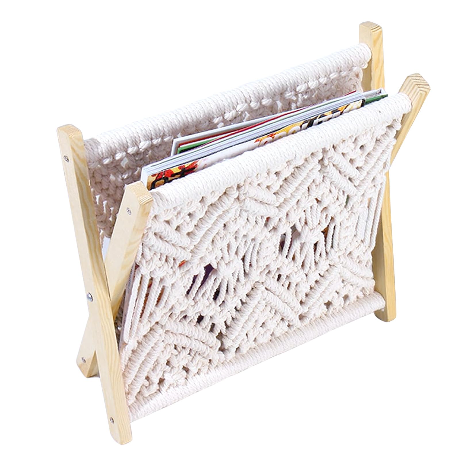Amazon.com: Generic Macrame Magazine Rack Boho Storage Holder Standing ...