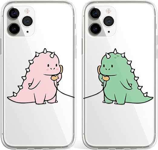 Cartoon Dinosaur Couple Phone Case Cover fit for iPhone 14 Cute ...