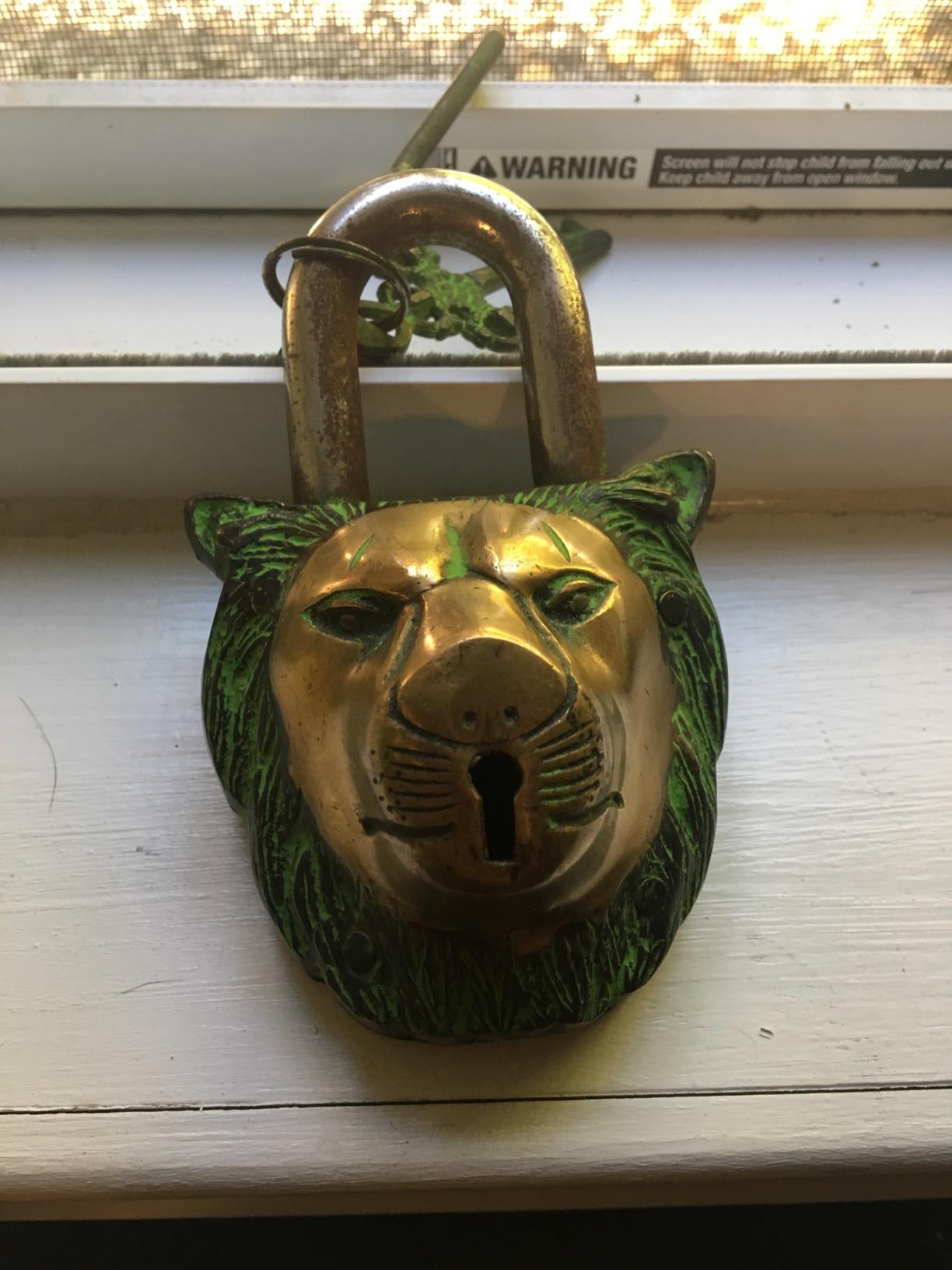 Functional Brass Garden Padlock in Lion Head - Amazon.com