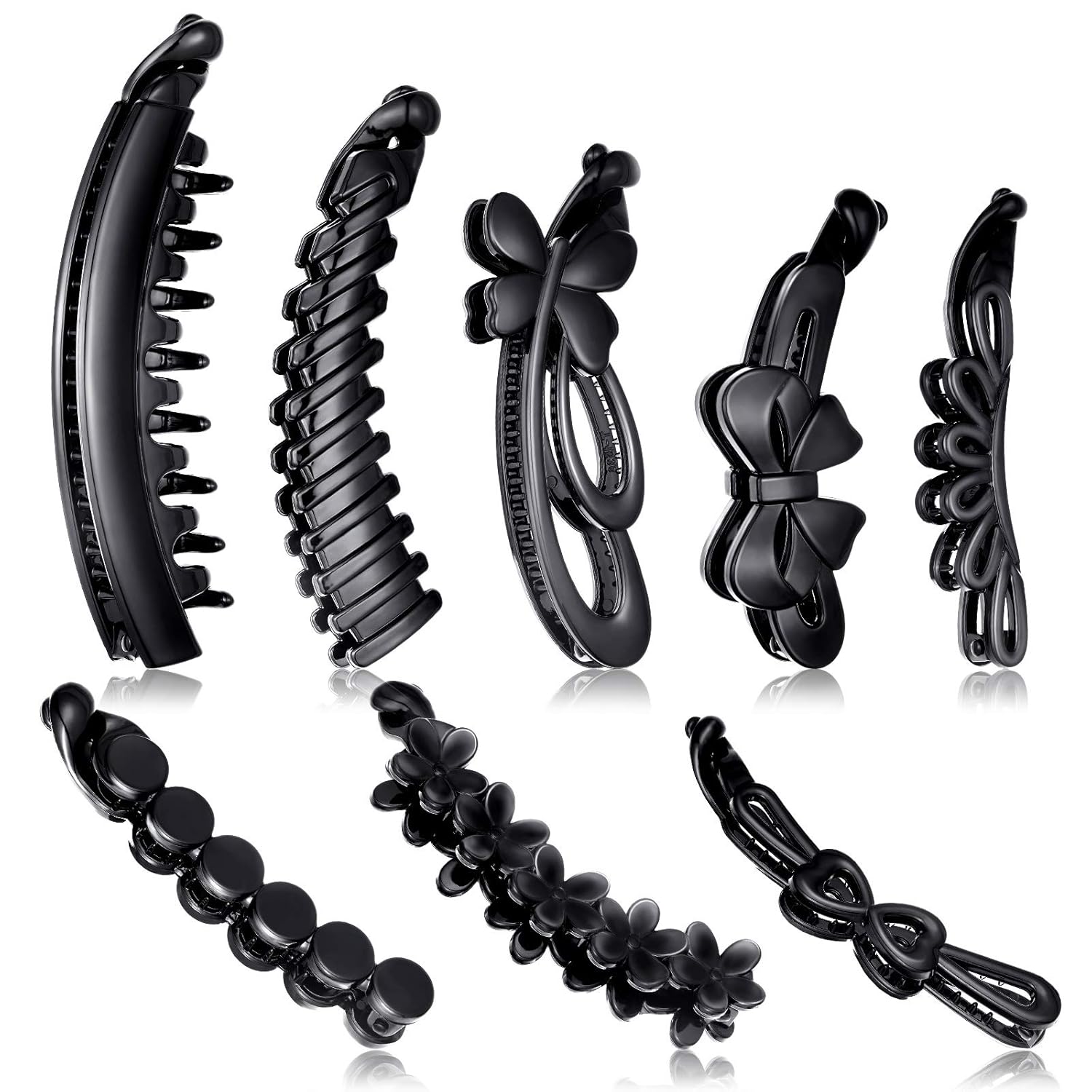 Amazon.com : WILLBOND 8 Pieces Banana Clip Hair Clincher Hair Comb Claw Classic Ponytail Holder ...