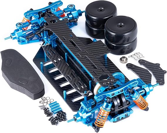 Amazon.com: DEWOKI Metal & Carbon Fiber Chassis Frame Kit Body Shell for Tamiya TT02 Upgrade 1/ ...