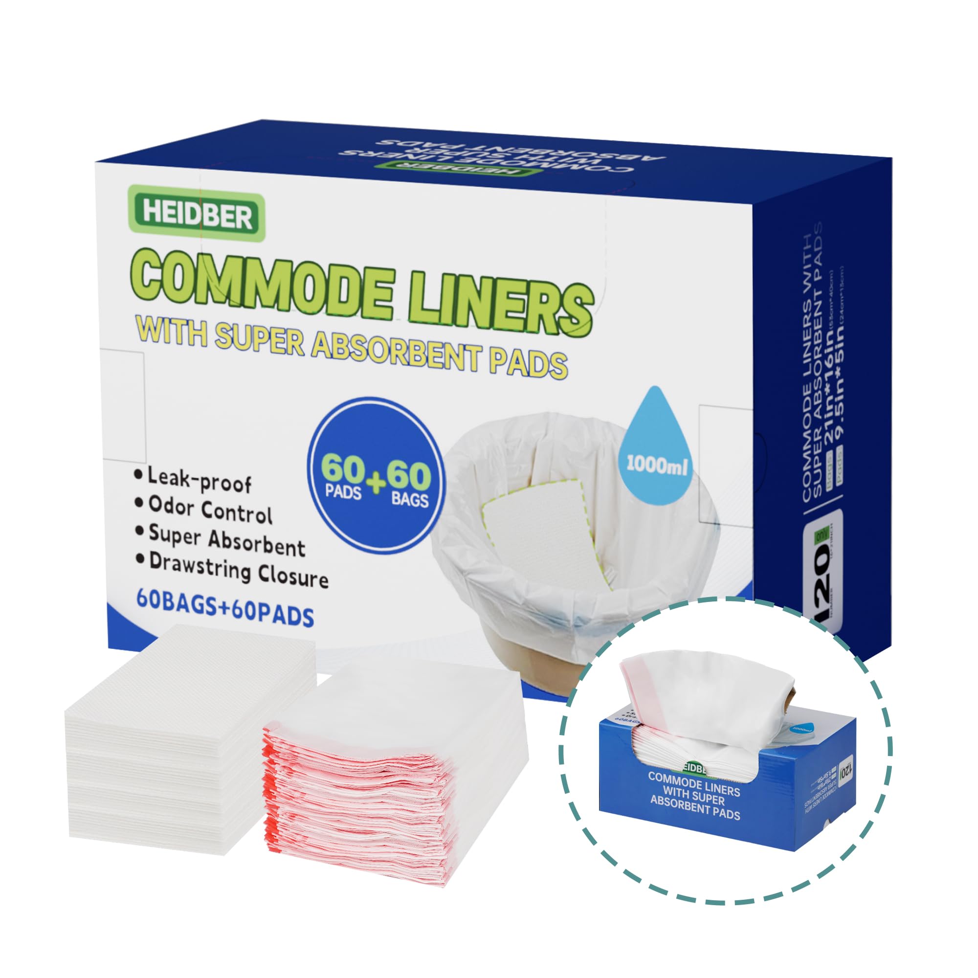 Amazon.com: 60 PCS Commode Liners with Absorbent Pads,Bedside Commode ...