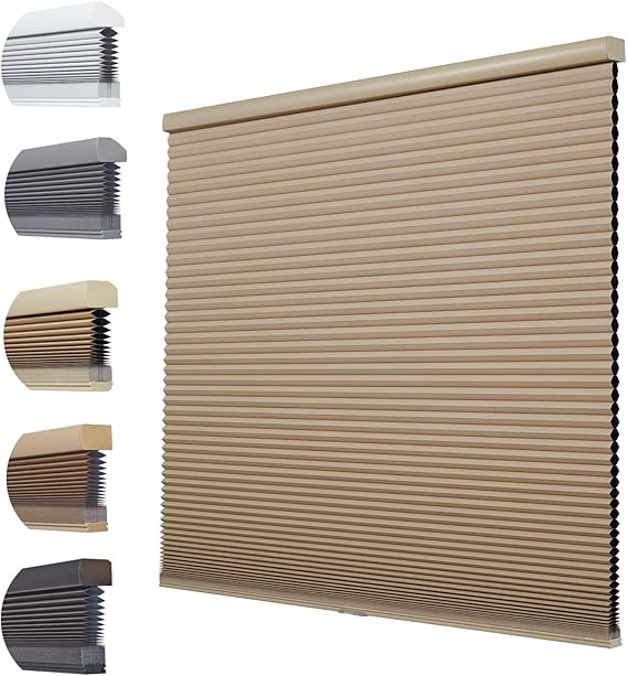 Persilux Custom Size Blackout Cellular Shades Cordless Honeycomb Blinds for Windows Thermal ...