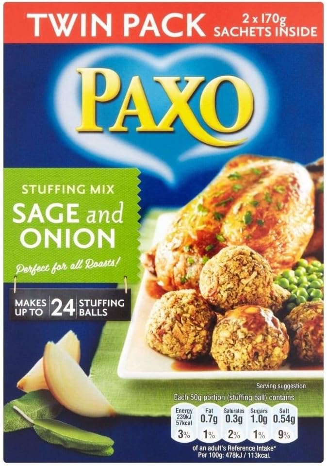 Amazon.com : Paxo Sage & Onion Stuffing Mix 85g : Packaged Stuffing ...