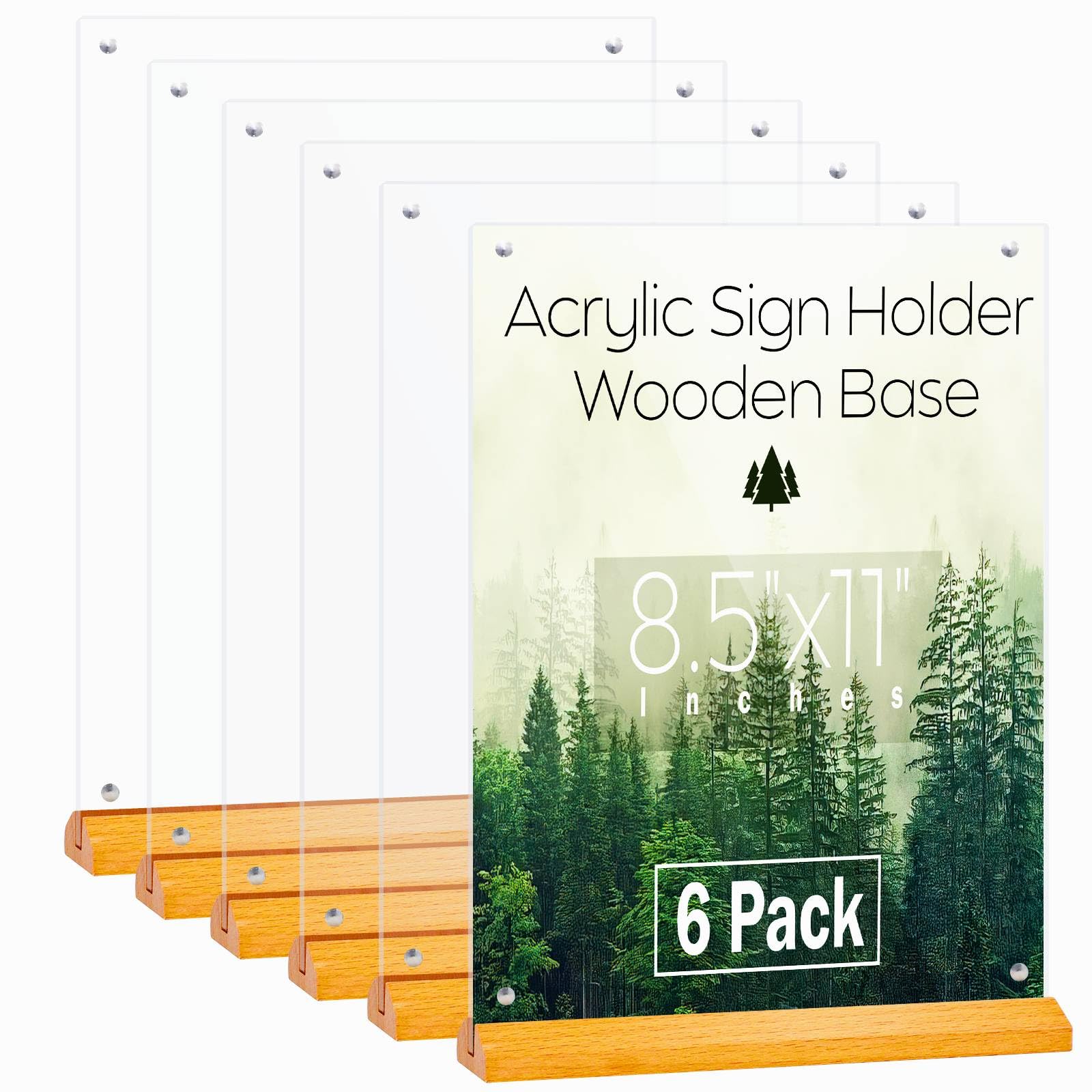 Amazon.com : PUJIANG 8.5 x 11 Acrylic Sign Holder Wood Base, Wood Sign ...