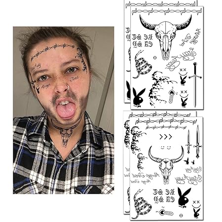 Amazon.com : Face Tattoo,Halloween Temporary Tattoos Sticker, Halloween ...