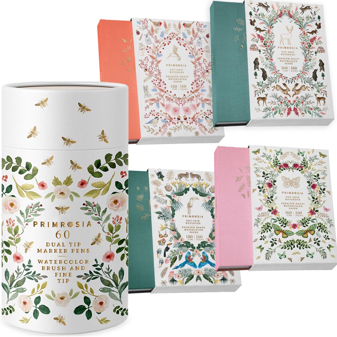 Amazon.com : Primrosia Ultimate Bullet Journal Bundle – 60 Dual Tip ...