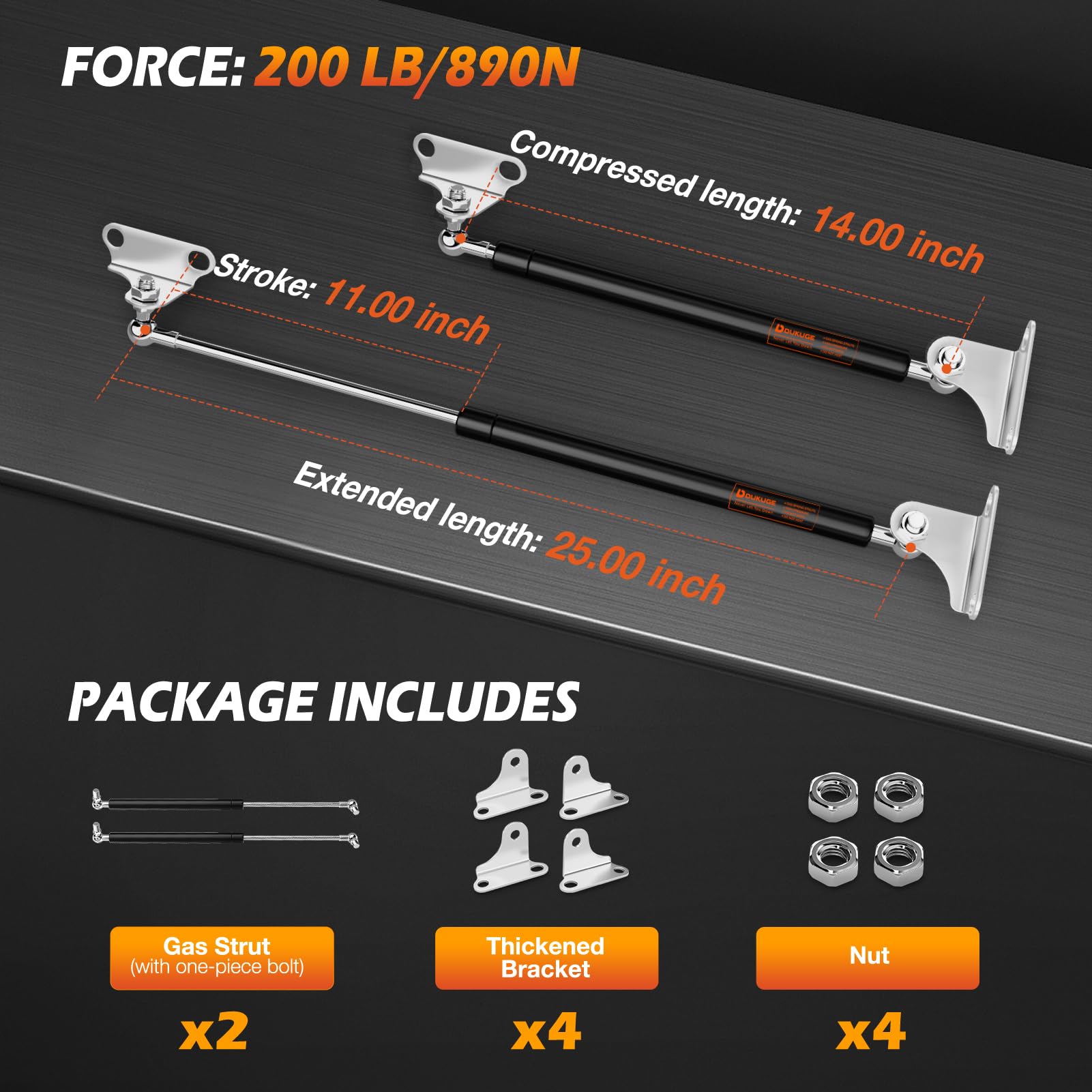 Snapklik.com : Dukuge Heavy Duty Gas Struts 25 Inch 200lbs