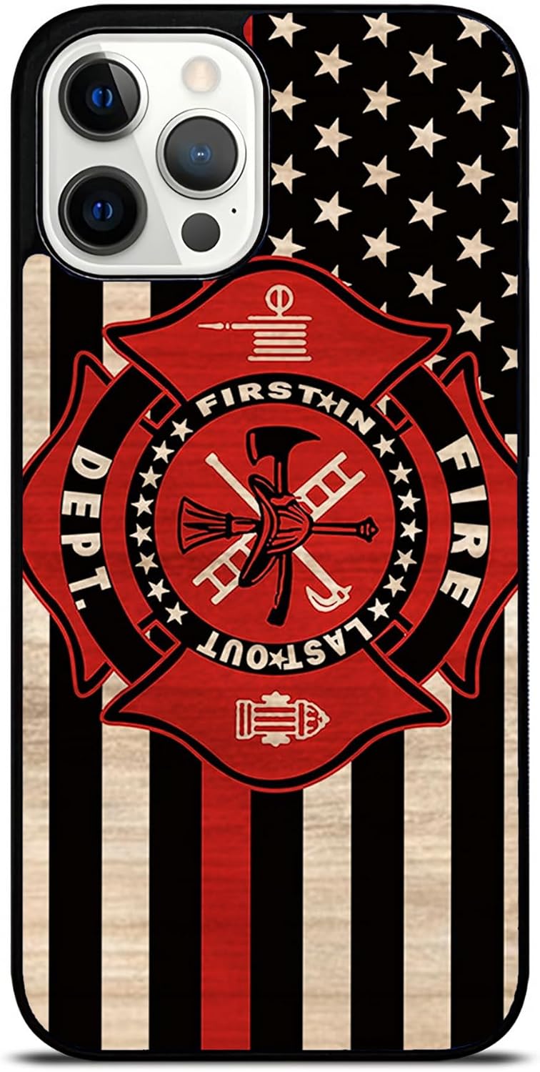 Amazon.com: Wood Fireman American Flag Thin Red Line US Firefighter ...