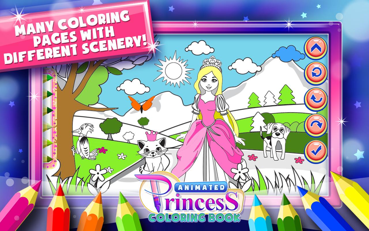 Princess Coloring book Animated for Kids & Girls Game - Girls Coloring ...