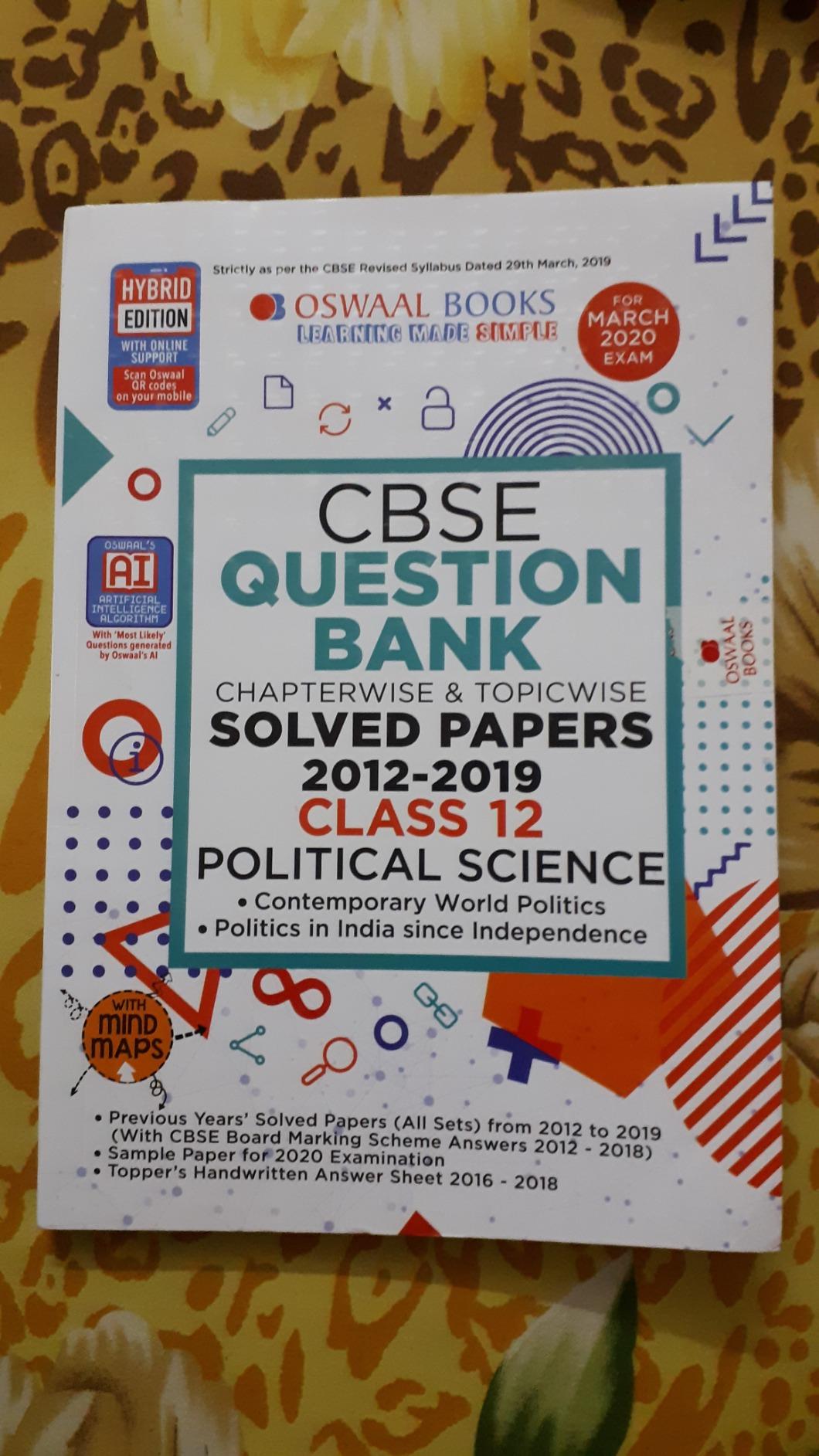 Buy Oswaal CBSE Question Bank Class 12 Political Science Book ...