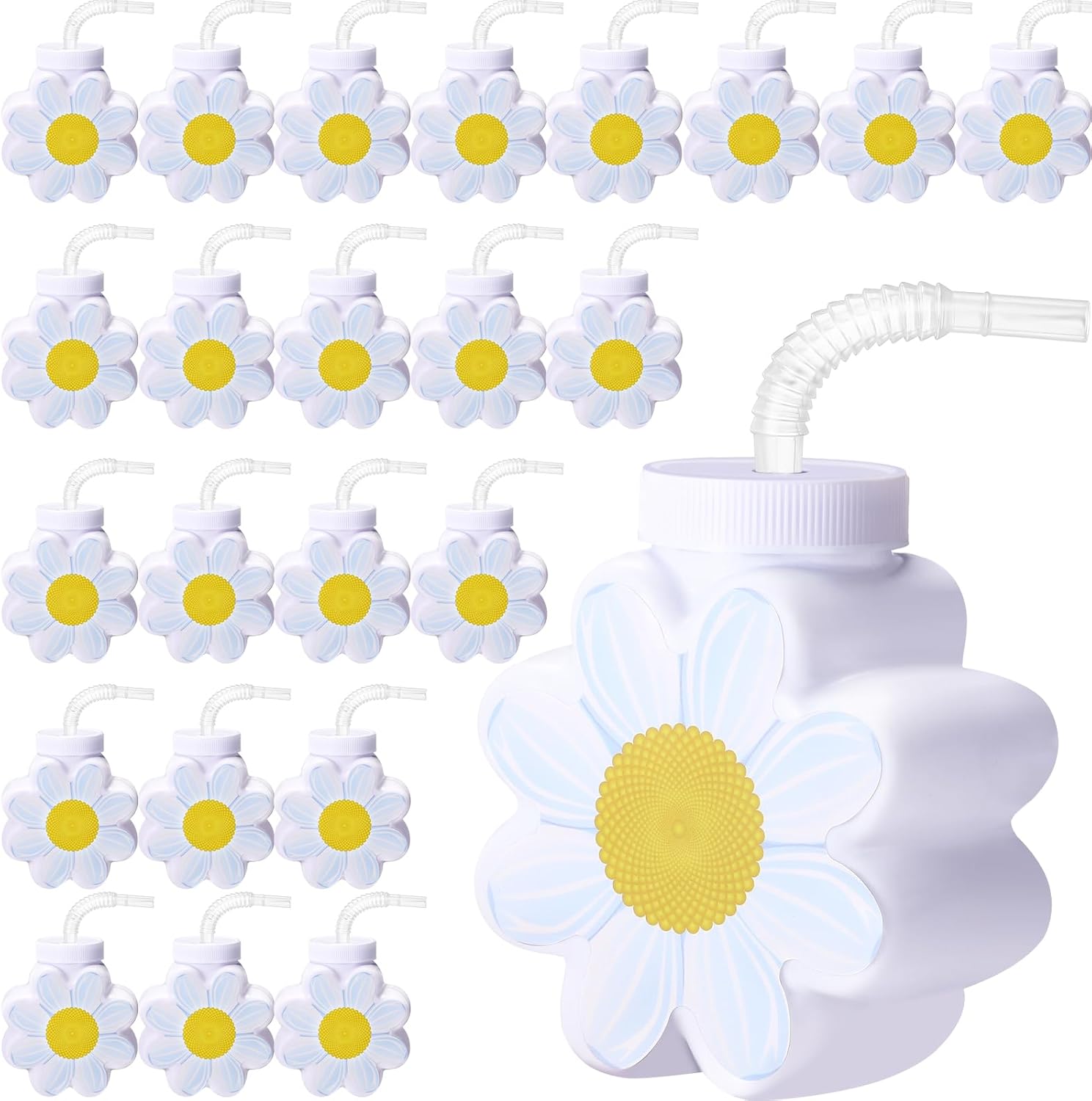 Amazon.com: Domensi 10oz Daisy Flower Cups with Lids and Straws for ...