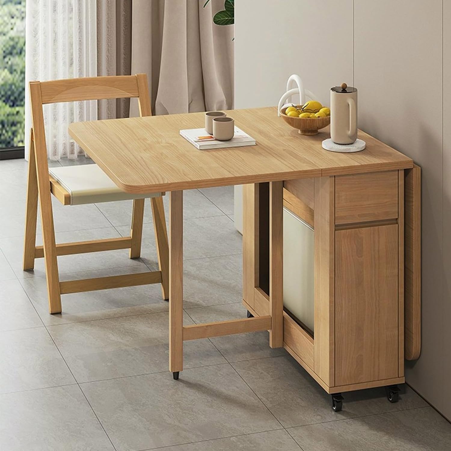 Butterfly Folding Table And Chairs Nordic Solid Wood Circular Folding