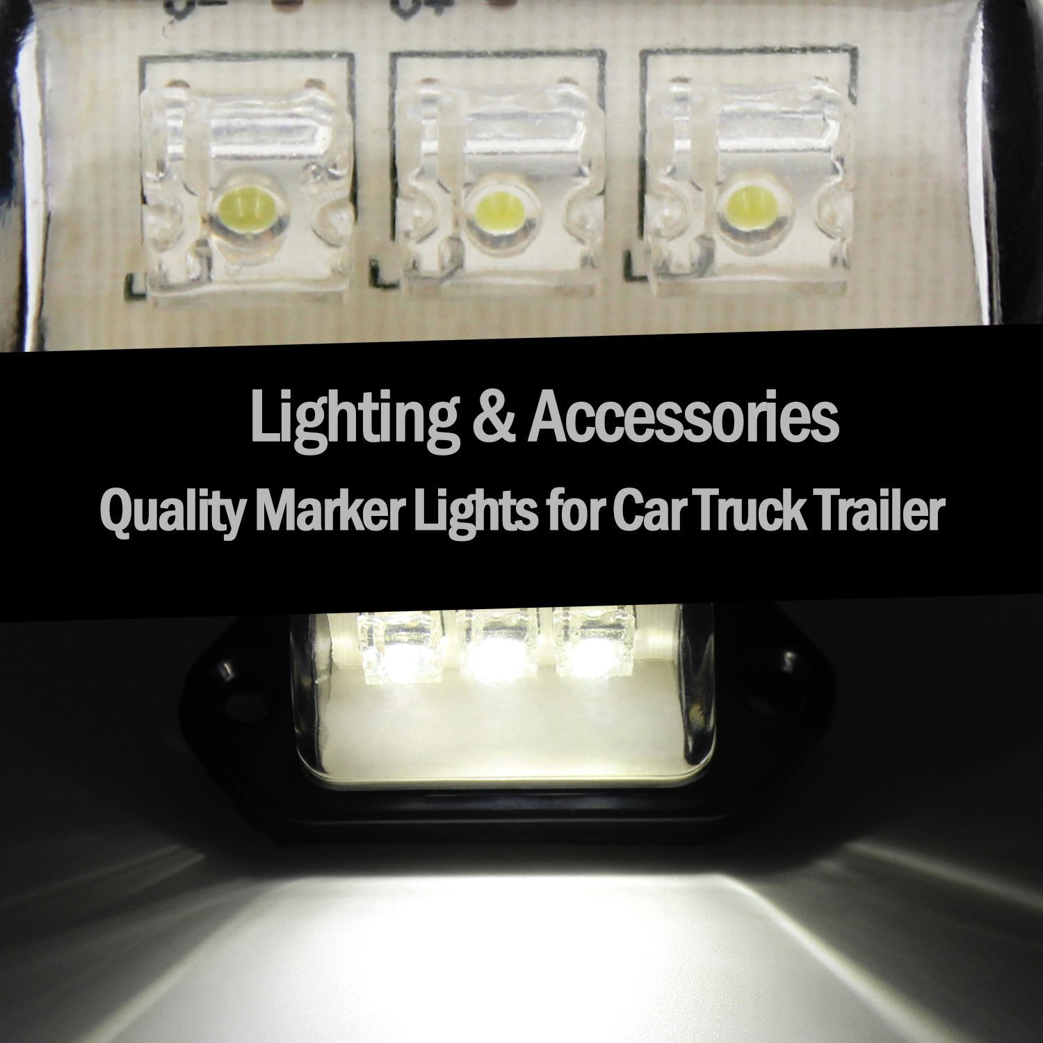 Snapklik.com : Chrome Finish 2x Car Trailer White LED License Plate ...