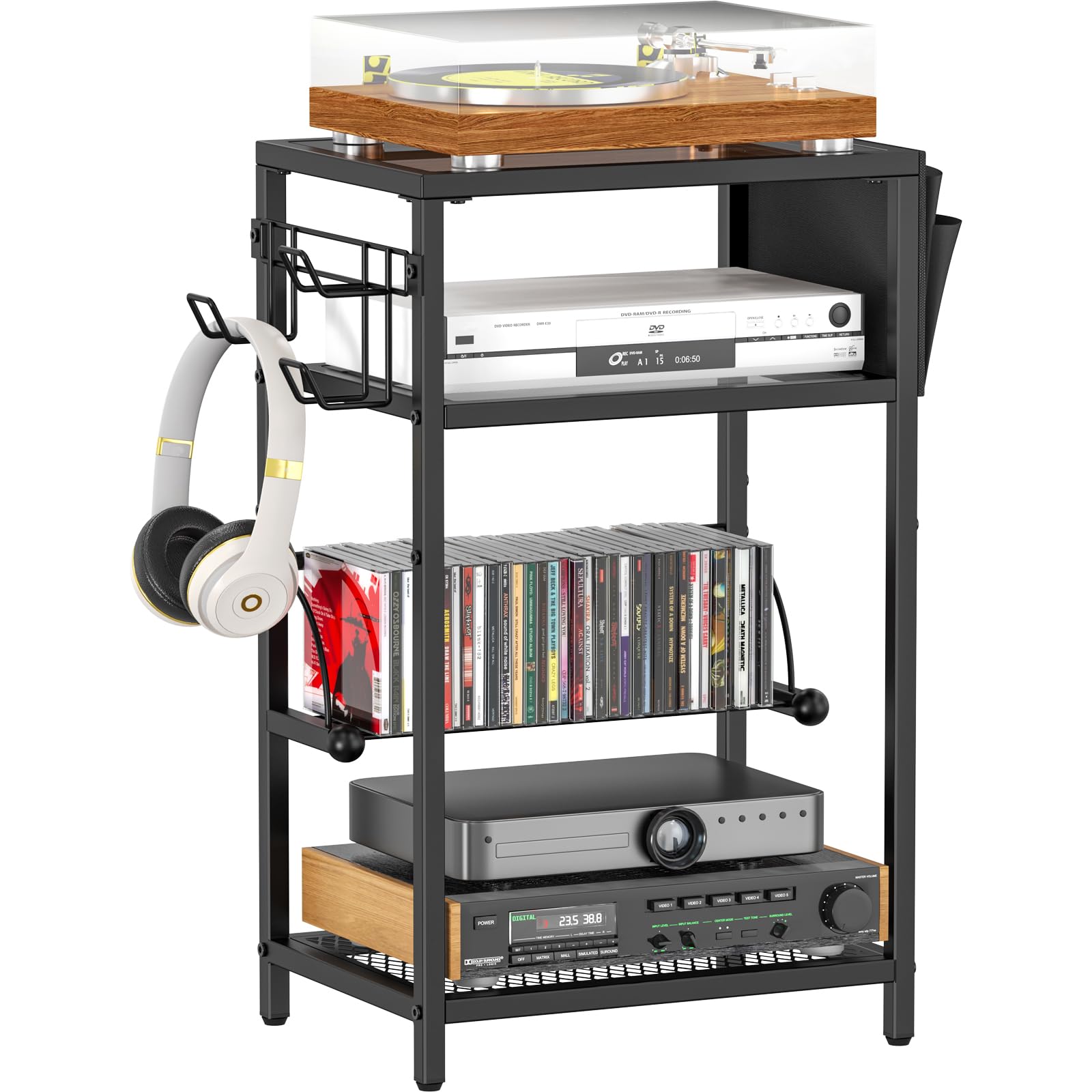 Amazon.com: Snughome 4-Tier AV Media Stand, Audio Video Rack with 3 ...