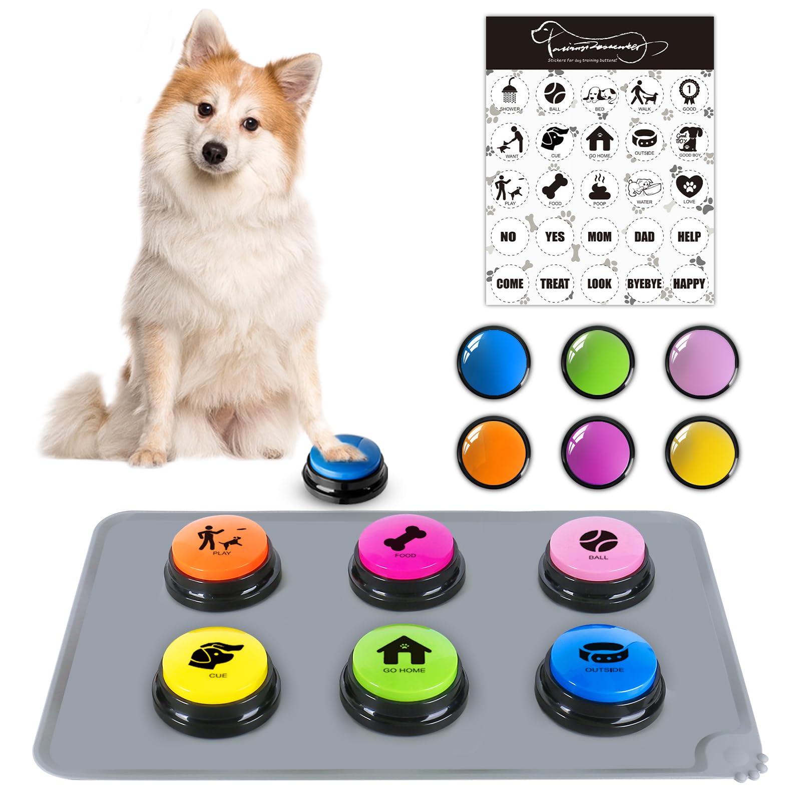 Carseatty Dog Buttons for Communication and Training, 6 Pack Recordable ...