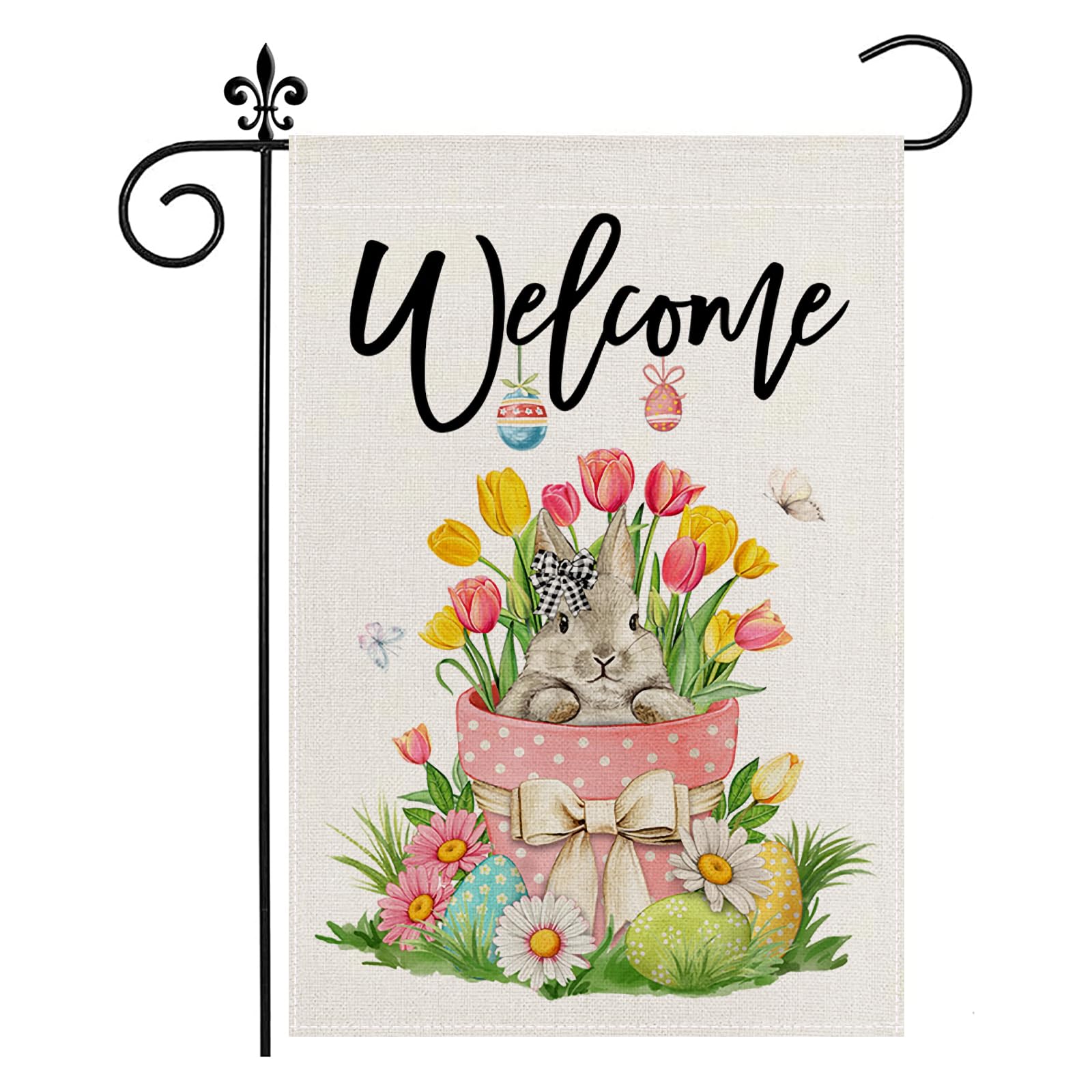 Amazon.com : Easter Garden Flag, Burlap Yard Flag For Spring Easter ...