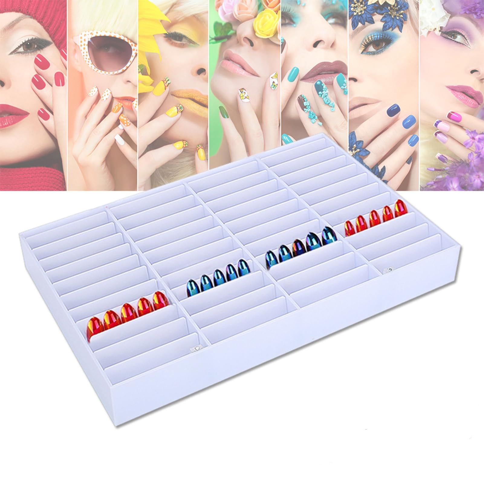 Amazon.com: False Nail Art Tips Storage Box, Transparent Empty Nail ...