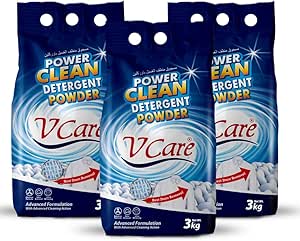 Vcare Power Clean Laundry Detergent Powder 3kg Pack of 3- Effortless ...