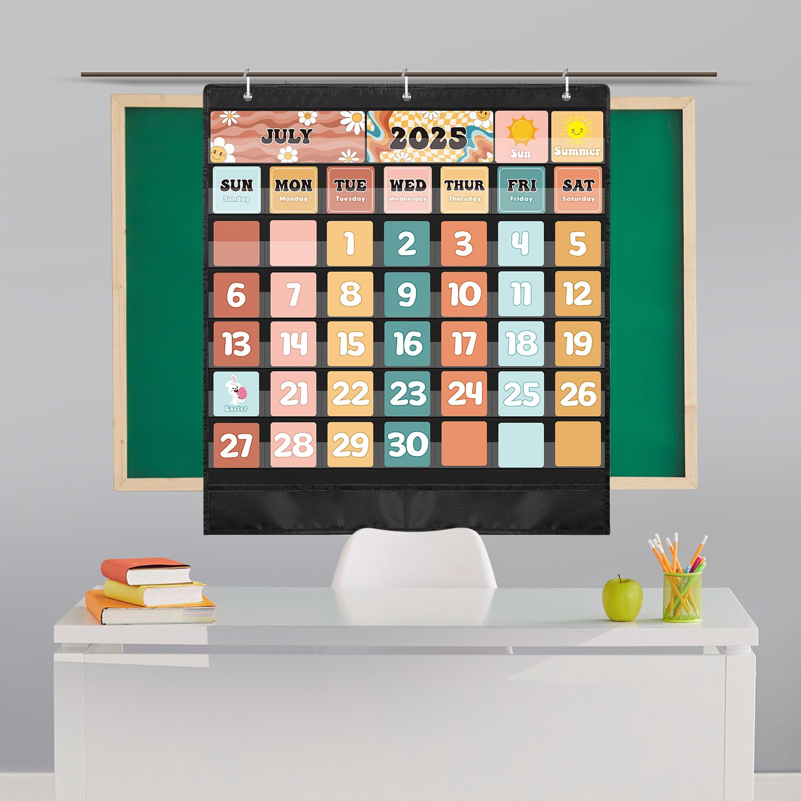 Snapklik.com : Pasimy Classroom Calendar Pocket Chart Retro Groovy ...