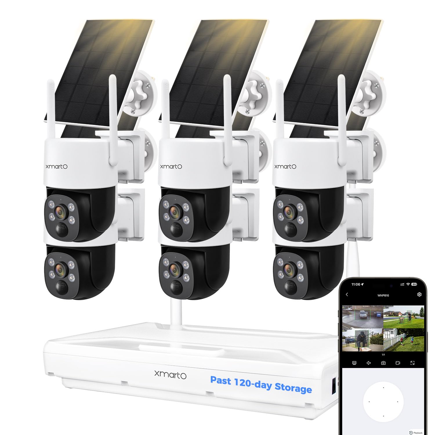 Amazon.com : XMARTO QHD Wire-Free Solar Security Camera System Outdoor ...