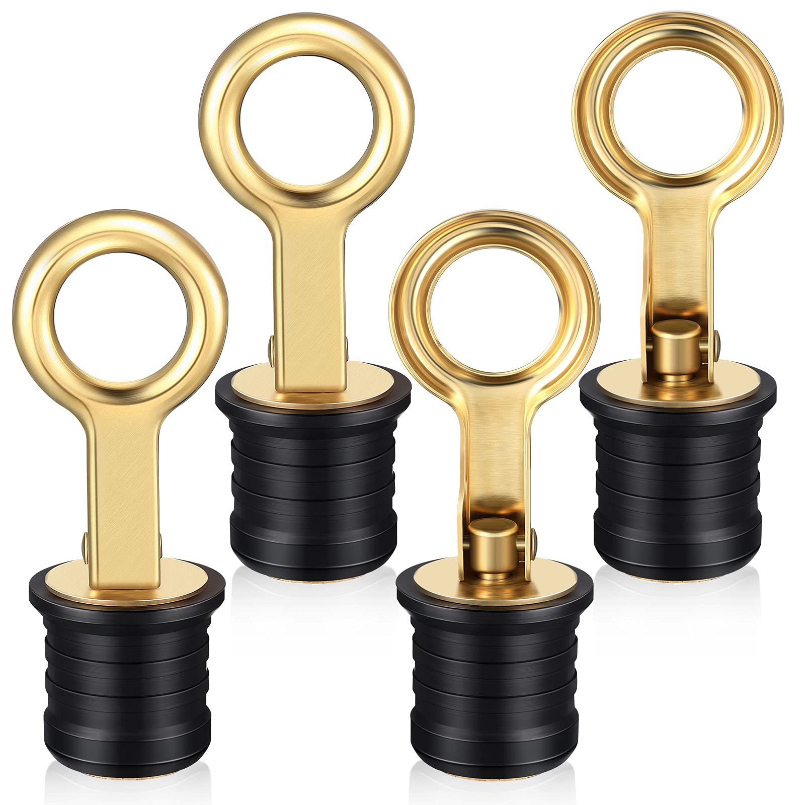 Buy Threan 4 Pieces Snap-Handle Drain Plug Boat Drain Plug Brass Handle ...
