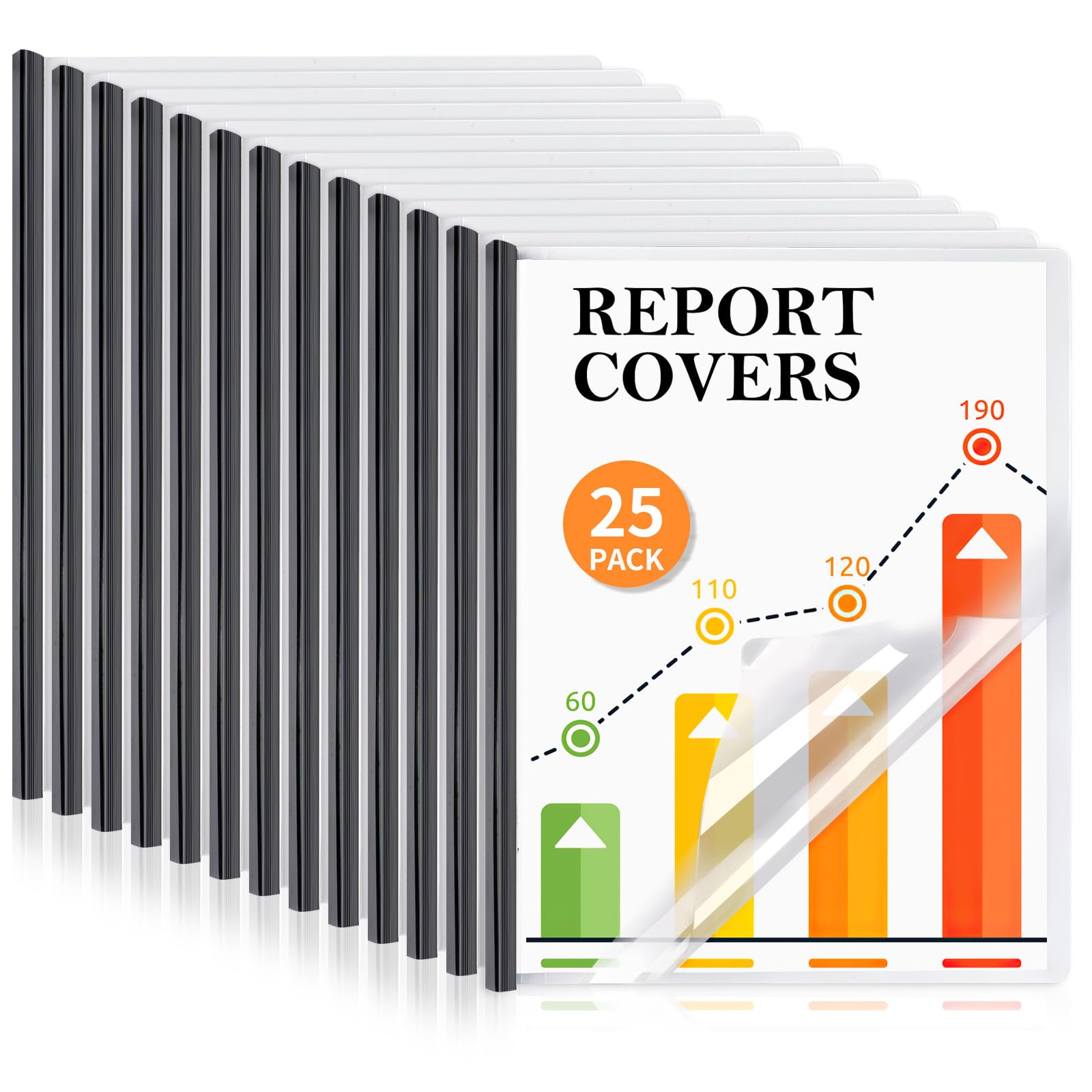 25 Pack Report Covers With Sliding Bar Clear Report Covers | Desertcart ...