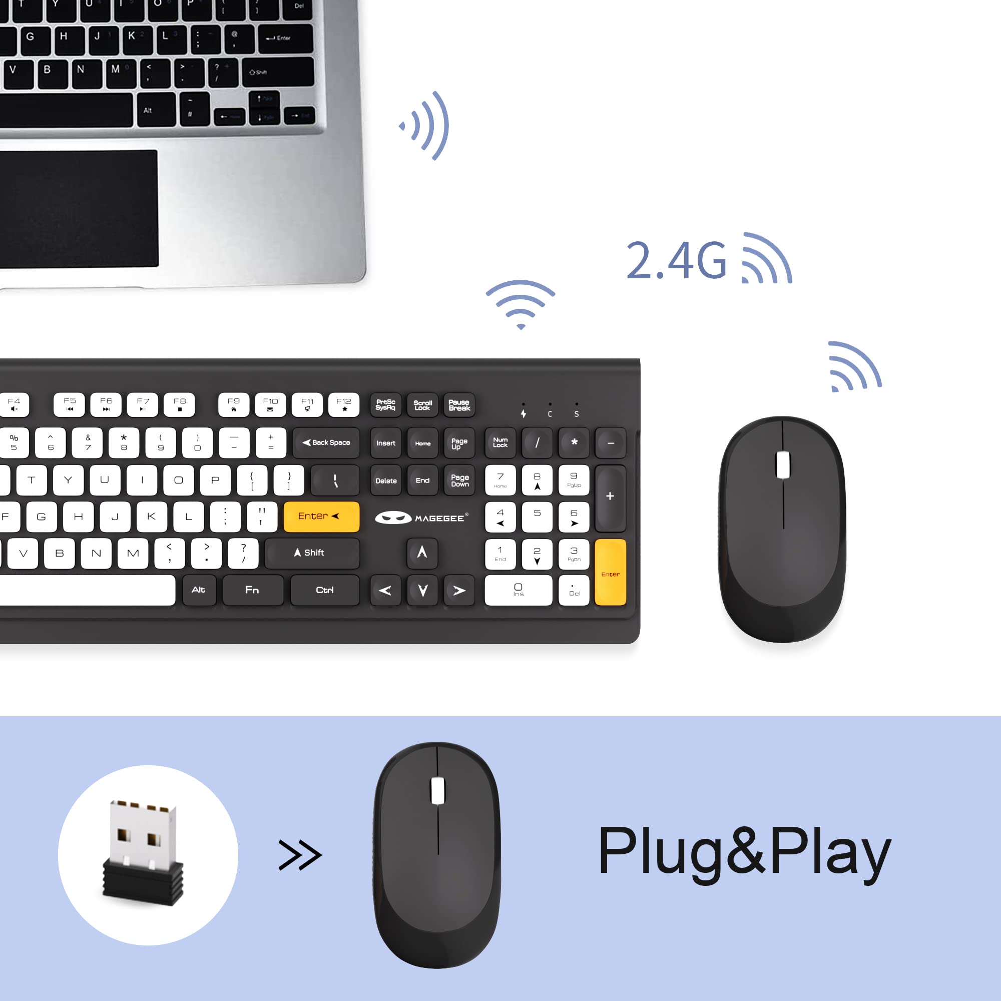 Snapklik.com : Wireless Keyboard Mouse Combo, MageGee V650 Quiet Full ...