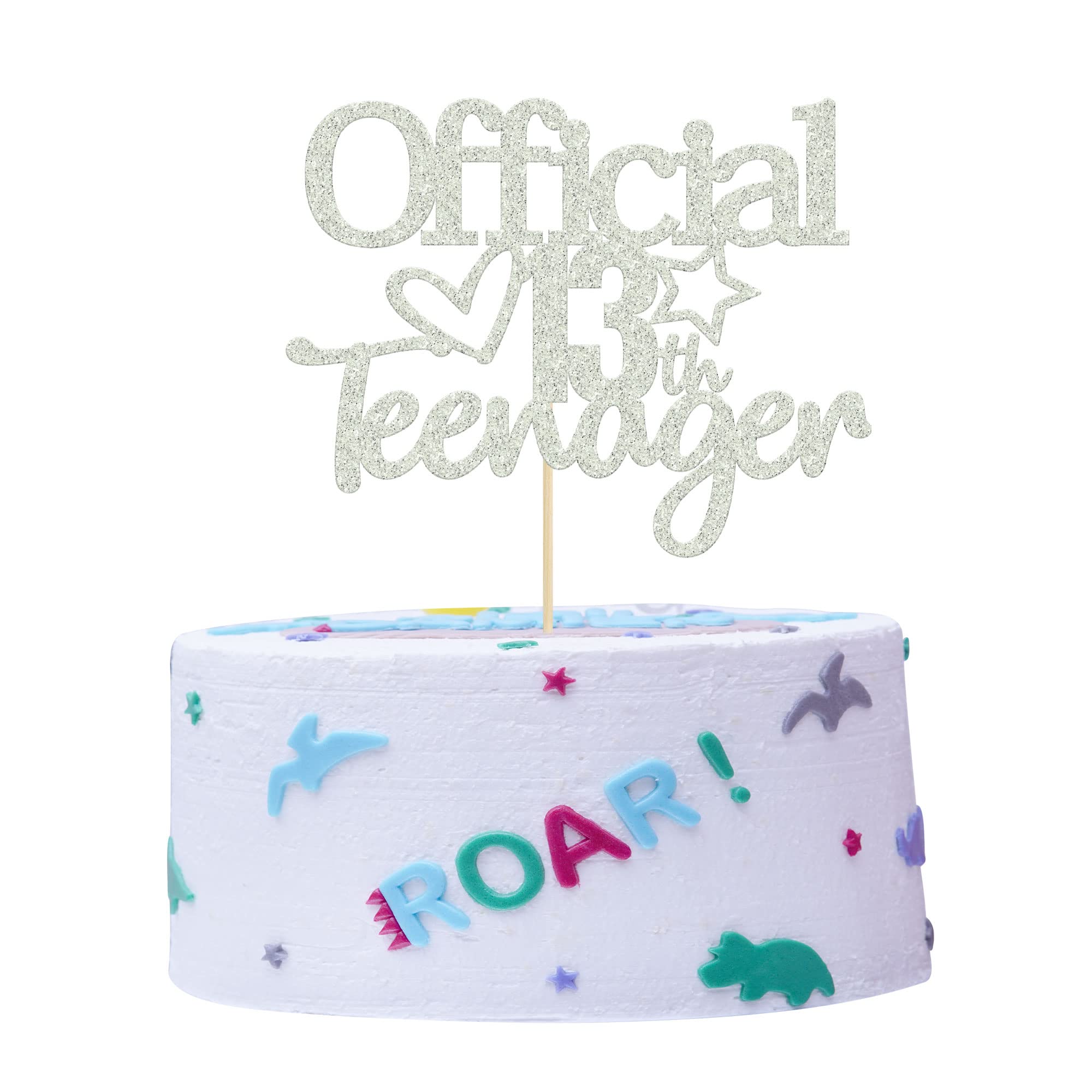 Buy Gyufise Rose Silver Glitter Officially A Teenager 13 Cake Topper 13th Birthday Cake buy-gyufise-rose-silver-glitter-officially-a-teenager-13-cake-topper-13th-birthday-cake