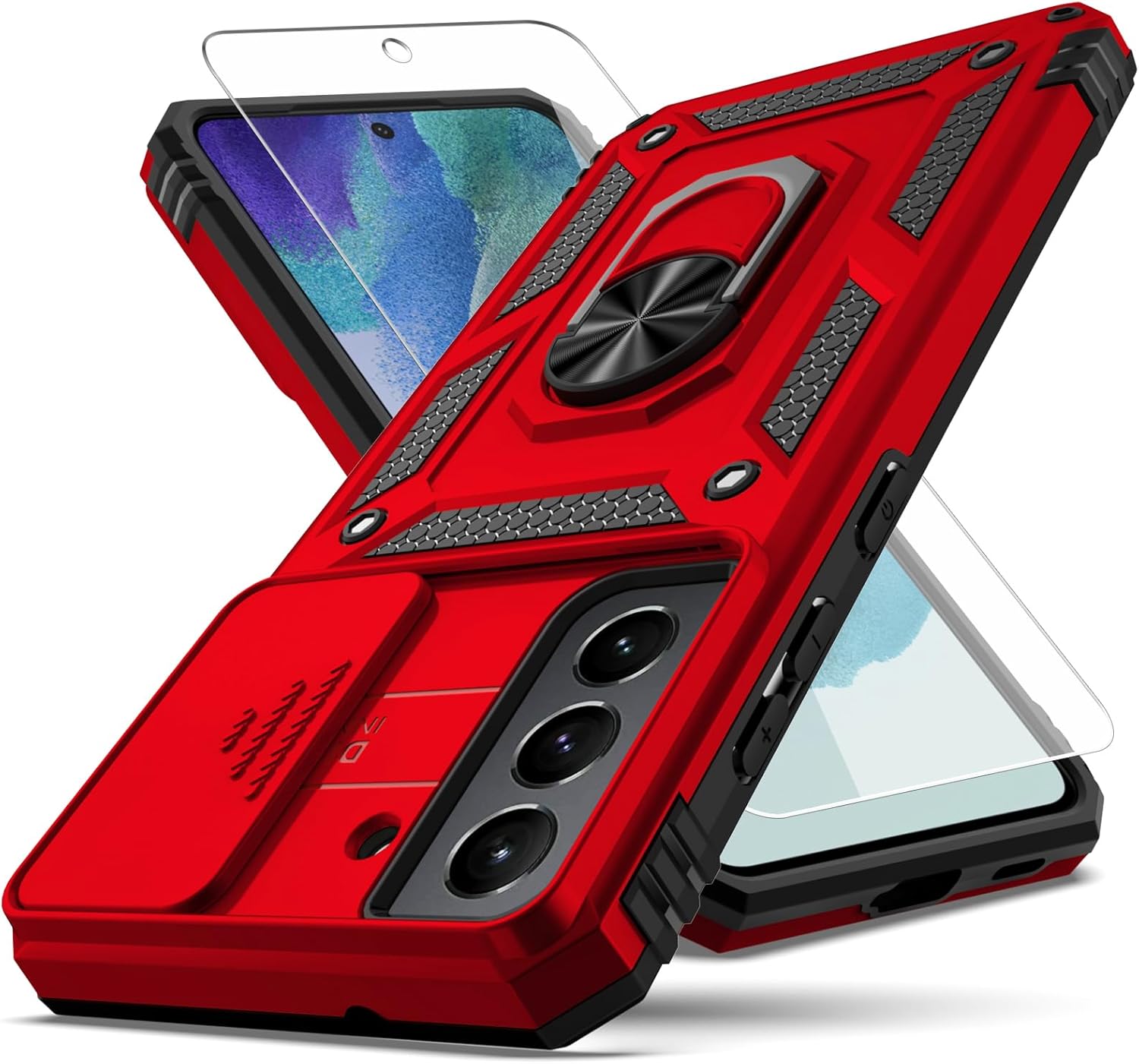 Amazon.com: YZOK for Galaxy S21 FE 5G Case,with Camera Lens Cover HD Screen Protector,[Military ...