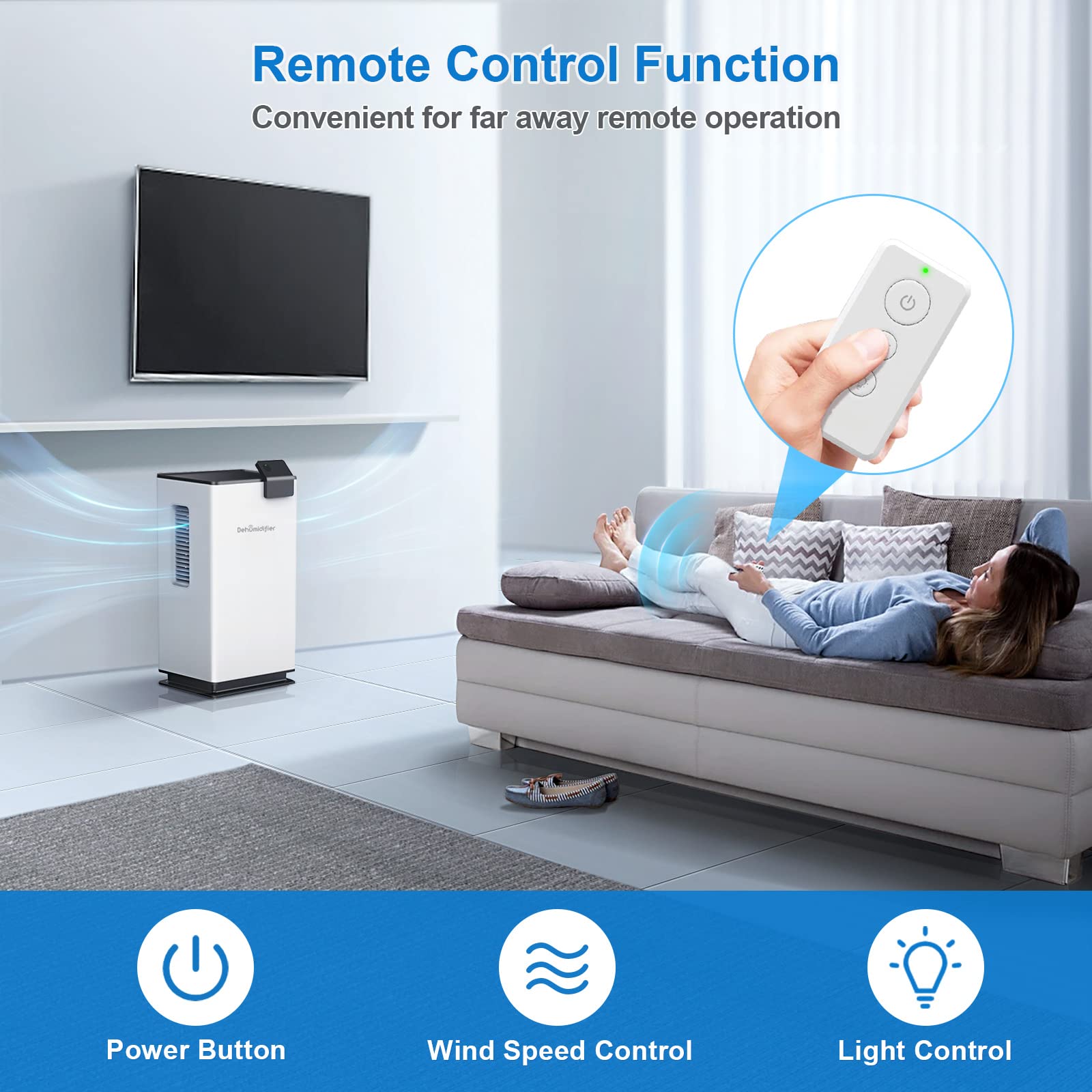 AIUSEVO Dehumidifiers for Home with Remote Control, Up to 580 Sq ft ...