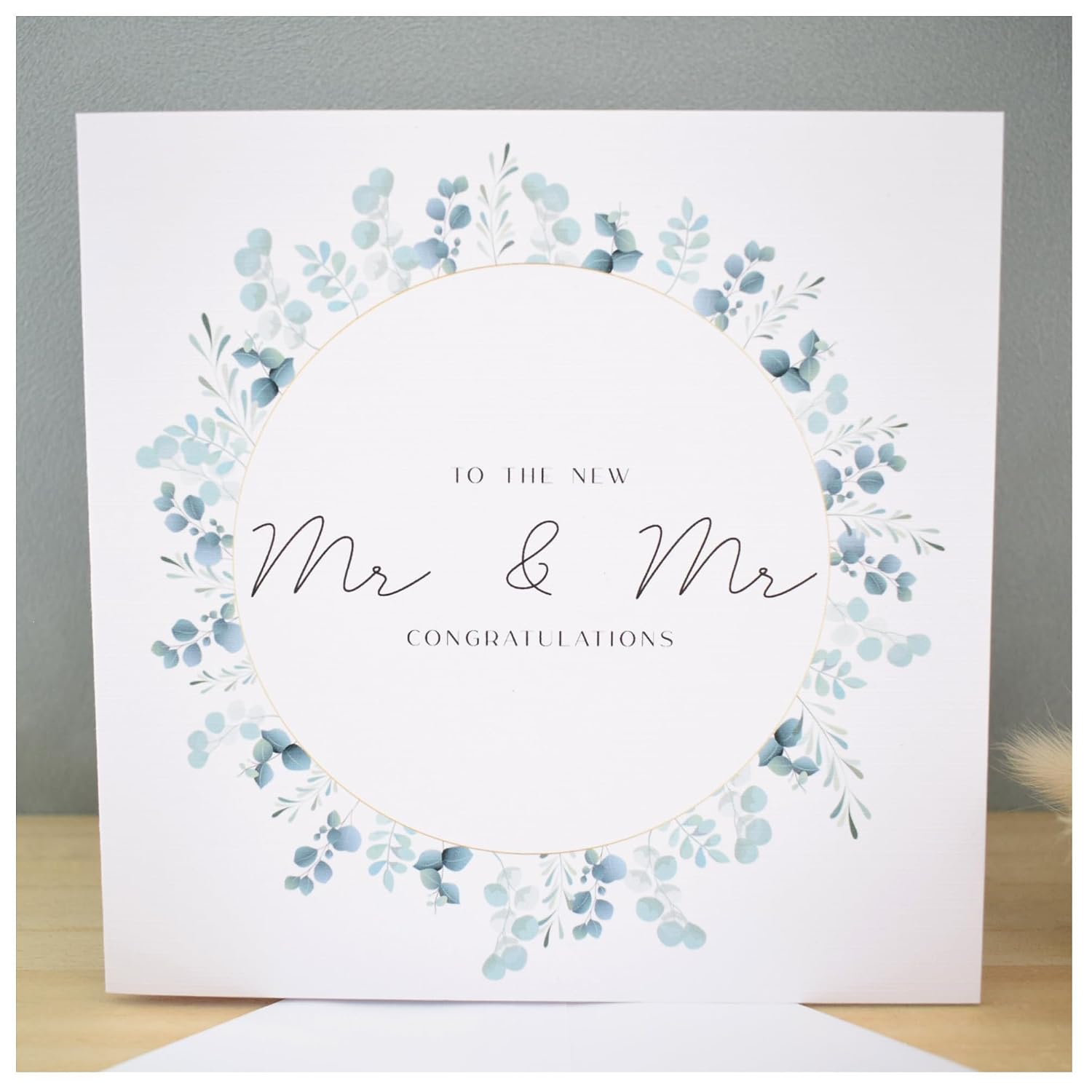 Congratulations Mr & Mr Card | Eucalyptus Greenery Wreath | Wedding Day ...