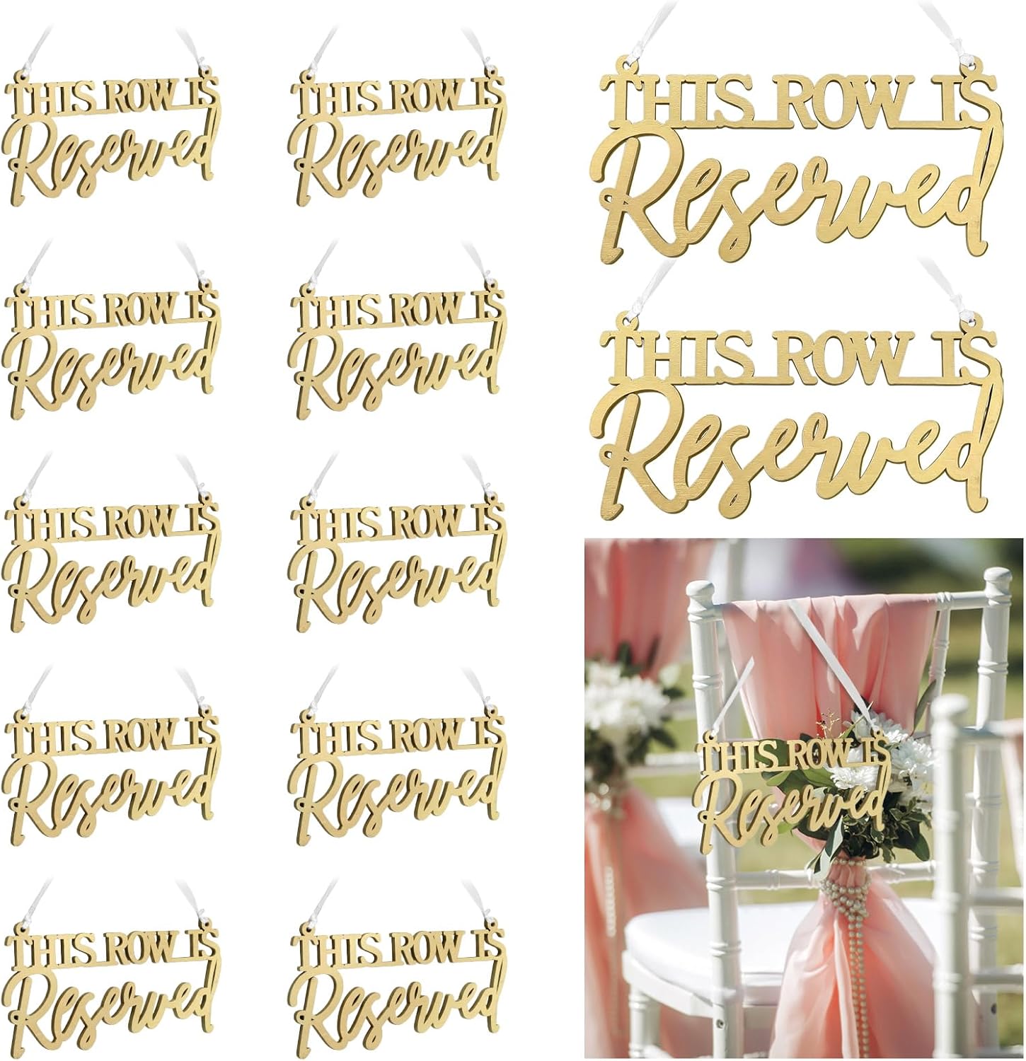 Amazon.com: AceOrbit 12 Pcs Reserved Row Signs for Wedding Wood This ...