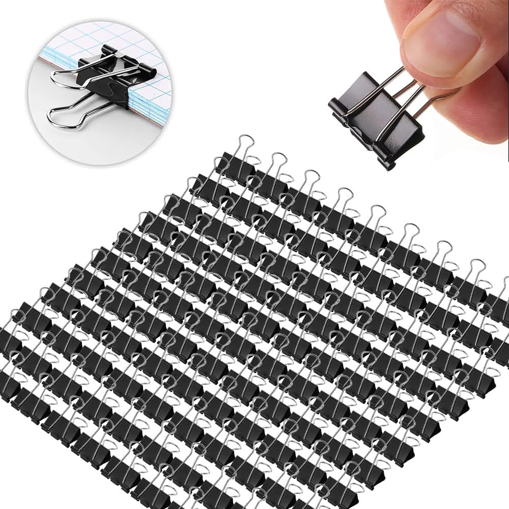 Mini Binder Clips 0.6 Inch Black 288 Pcs, Binder Clips 15mm 5/8 Inch ...