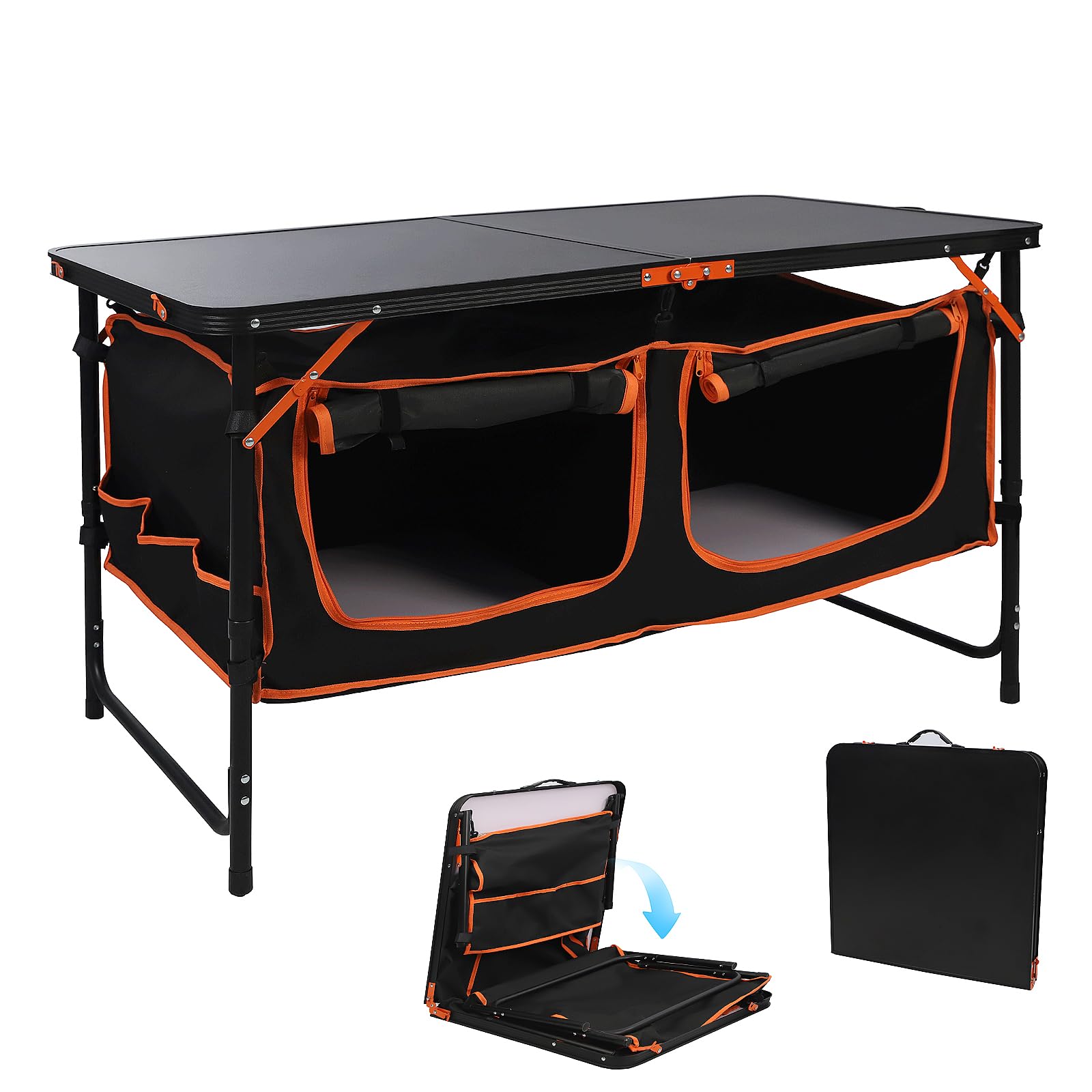 Snapklik.com : Folding Camping Table, Outdoor Adjustable Height Table w ...