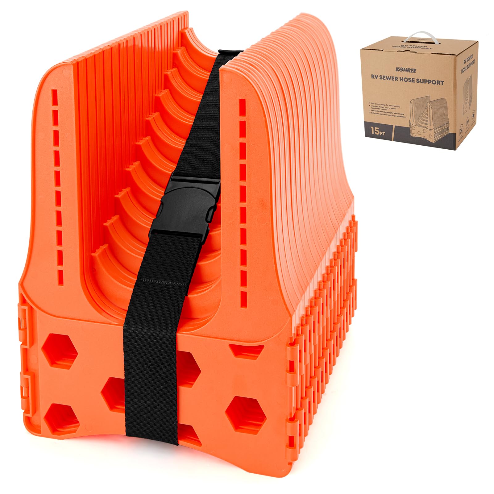 Snapklik.com : Kohree RV Sewer Hose Support 15FT, Bright Orange Heavy ...