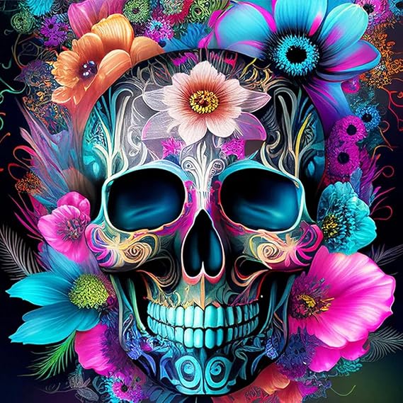 Amazon.com: igoodom Skull Flower Diamond Painting Kits for Adults ...