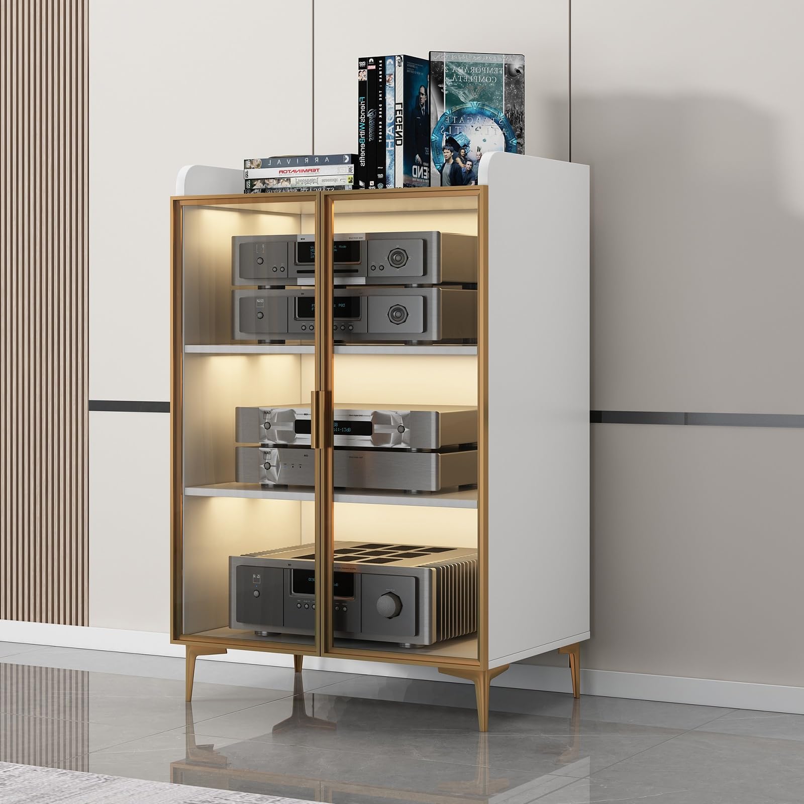 Media Storage Cabinets With Glass Doors